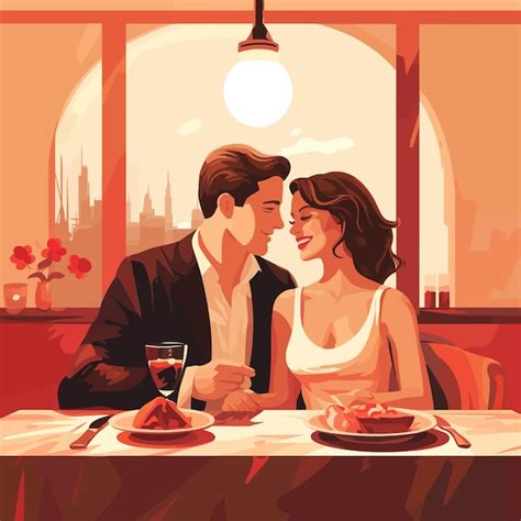 Premium Vector Coupledinnerromanticdinnerloverestaurant