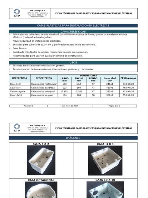 Cajas Plásticas Para Instalaciones Eléctricas Pdf Materiales