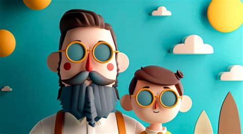 Premium Photo Fathers Day Celebration With 3d Render Of Dad And Son