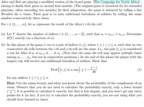 Solved Alice And Bob Are Playing A Modified Version Of The Chegg Com