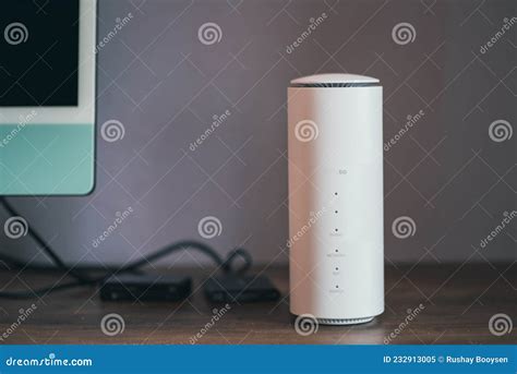 Close Up Shot Of 5G Router On Desk Stock Image Image Of Router Wifi 232913005