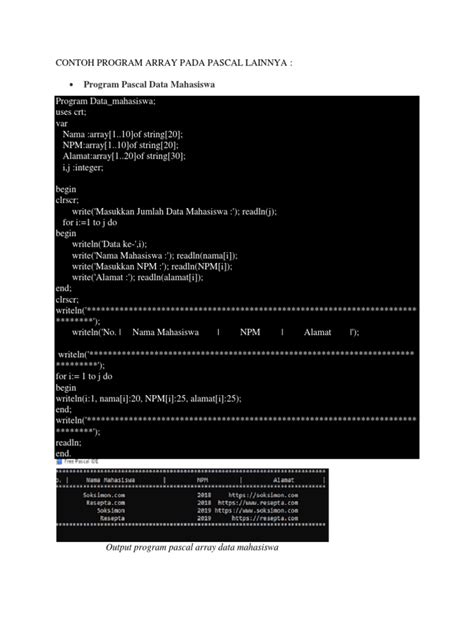 Contoh Program Array Pada Pascal Pdf