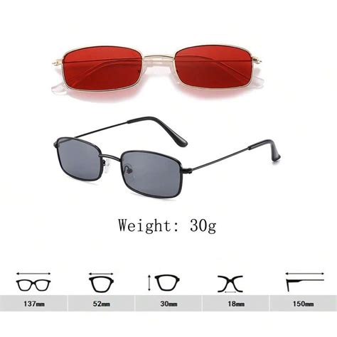 2pcs Small Frame Sunglasses Trendy Mens Small Rectangle Golden Framed