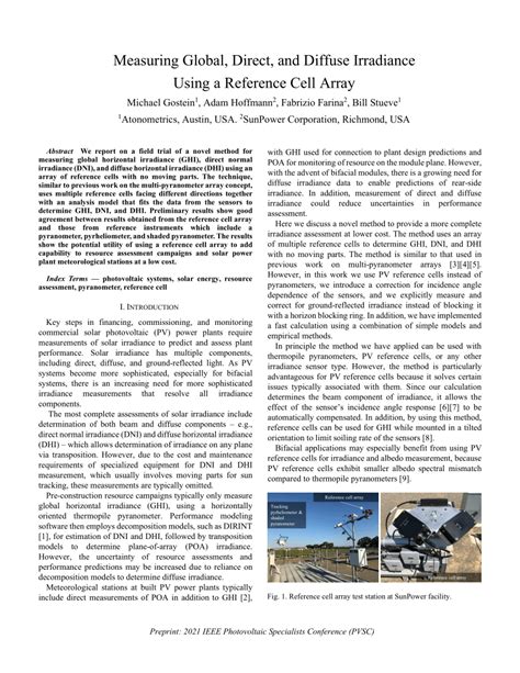 Pdf Measuring Global Direct And Diffuse Irradiance Using A