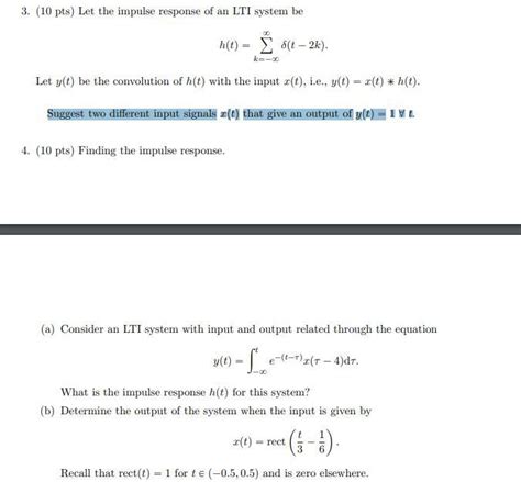 Solved 3 10 Pts Let The Impulse Response Of An Lti System