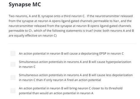 solved no neurons a and b synapse onto a third neuron c