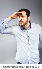 Handsome Man Looking Into Distance Isolated Stock Photo 187566515 Shutterstock