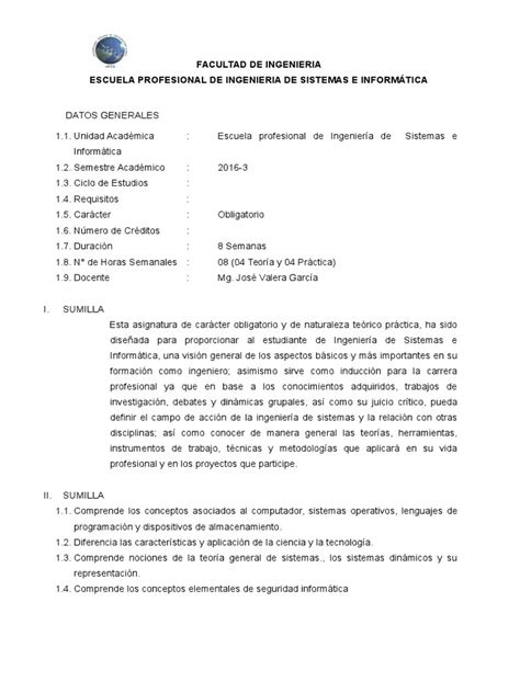 silabo fundamentos de ingenieria de sistemas pdf ingeniería de