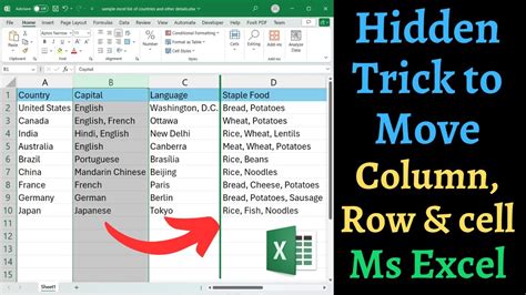 Hidden Trick To Quickly Move Rows Columns And Cells In Ms Excel In 2 Min Youtube