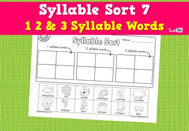 Syllable Sort 4 One And Two Syllable Words Teacher Resources And Classroom Games Teach This
