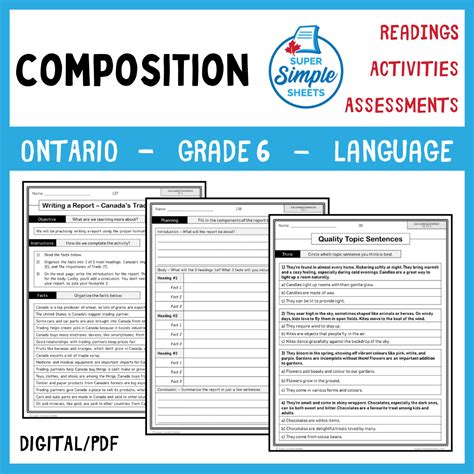 New 2023 Ontario Language Grade 6 Composition Super Simple Sheets