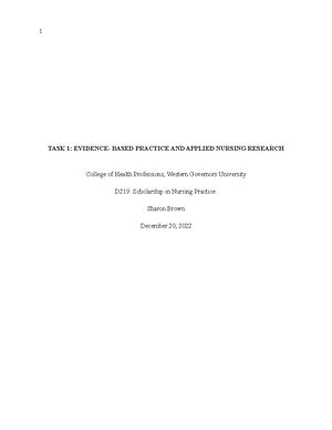 D Task EBP Paper This Is An Example Of An Evidence Based Practice Subject For This