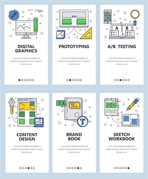 Premium Vector Vector Web Site Linear Art Onboarding Screens Template Digital Graphic Design
