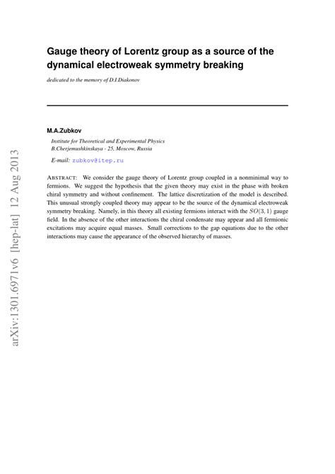 Pdf Gauge Theory Of Lorentz Group As A Source Of The Dynamical