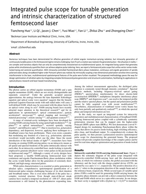Pdf Integrated Pulse Scope For Tunable Generation And Intrinsic