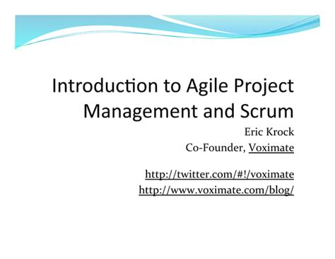 Introduction To Agile Project Management And Scrum Pdf