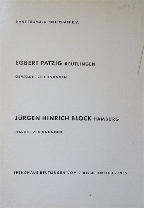[kvrt] Katalog Egbert Patzig Jürgen Hinrich Block
