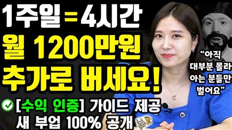 수익 인증 1주일에 딱 4시간 부업하고 월900~1200만원 돈버는 새로운 방법 나이 학력 무관 누구나 어디서든 가능한 투잡 Ft이경진