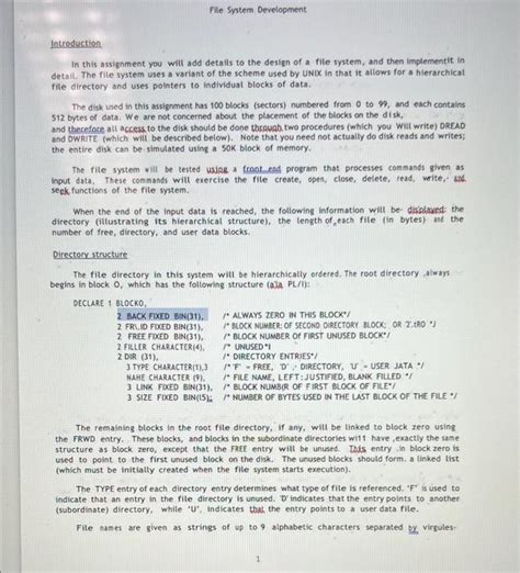 Solved File System Development Introduction In This