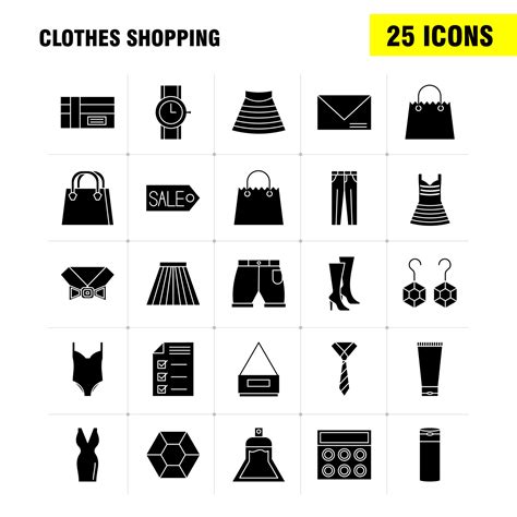 Clothes Shopping Solid Glyph Icons Set For Infographics Mobile Uxui Kit And Print Design Include