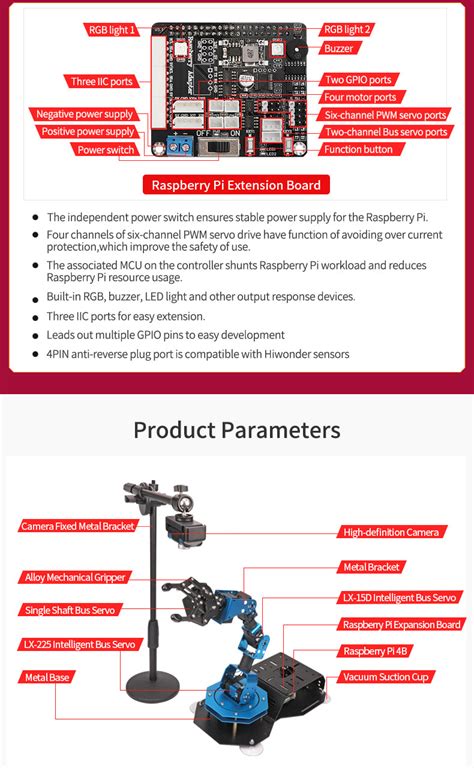 Armpi Raspberry Pi 4b Ai Vision Robotic Arm