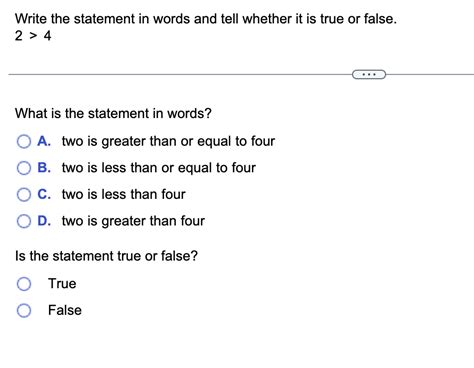 Solved Write The Statement In Words And Tell Whether It Is Chegg Com