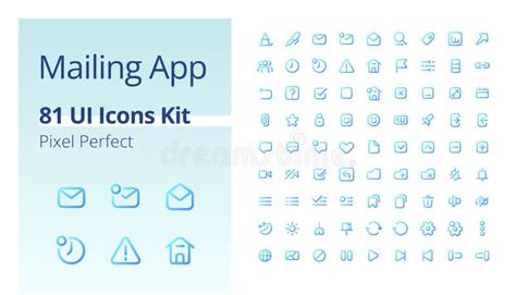 Mailing App Pixel Perfect Gradient Linear Ui Icons Kit Stock Vector Illustration Of Lineart
