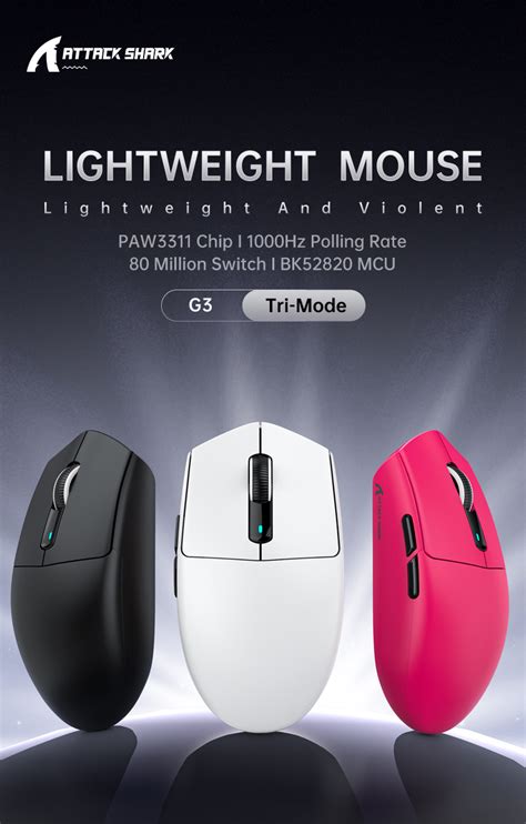 Attack Shark G3 G3 Pro Tri Mode Wireless Gaming Mouse 25000 Dpi Paw3311