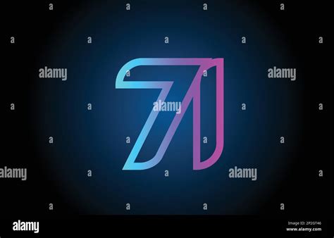 Pink Line 71 Number Logo Icon Design Creative Template For Company And
