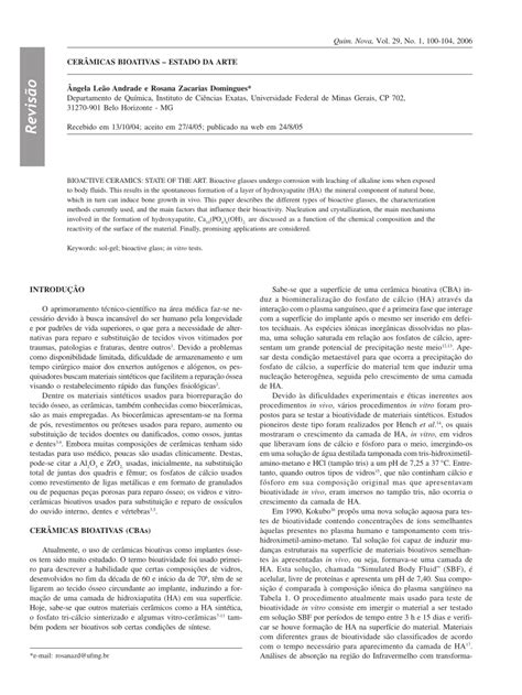 Pdf Bioactive Ceramics State Of The Art