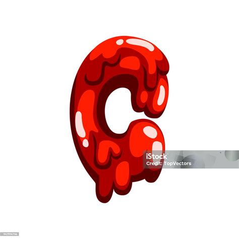 달콤한 과일의 C 편지 젤리 광택 흰색 배경에 식용 액체 글꼴 벡터 일러스트 레이 션 귀여운에 대한 스톡 벡터 아트 및 기타