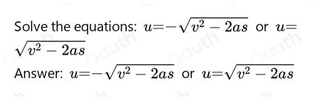 solved make u the subject of the formula v 2 u 2 2as [math]