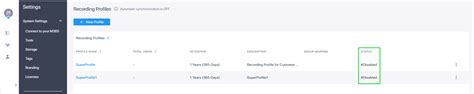 Disabling Recording Profile