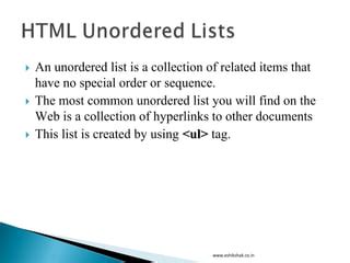 Lecture Html Lists Pdf