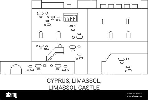 Cyprus Limassol Limassol Castle Travel Landmark Vector Illustration