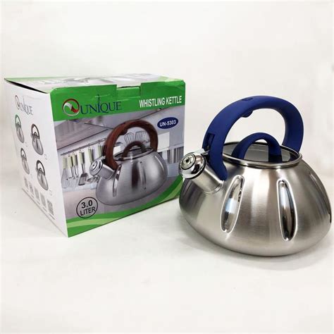 Чайник із свистком Unique Un 5303 кухонний на 3 літри чайник для газової плитки колір синій