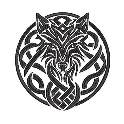 Celtic Wolf Face Embroidery Design 4 Sizes Etsy Norse Tattoo