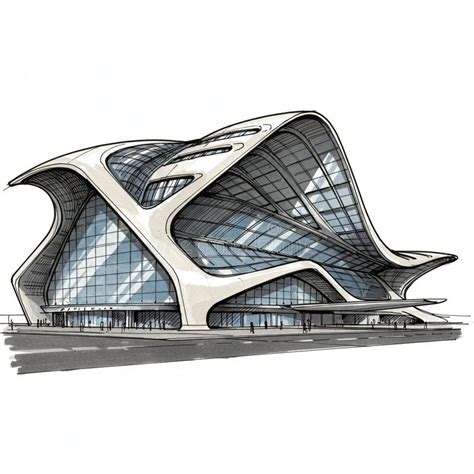 Futuristic Architectural Concept Features A Dynamic Curvilinear Structure With Stock