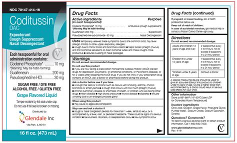Dailymed Coditussin Dac Codeine Phosphate Guaifenesin And Pseudoephedrine Hydrochloride Syrup