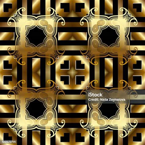골드 3d 그리스어 페이즐리 벡터 원활한 패턴 표면 기하학적 화려한 배경 엘레강스 페이즐리 꽃 기하학적 부족 민족 반복 배경 황금 현대 장식품입니다 그리스 어 키 사행 0