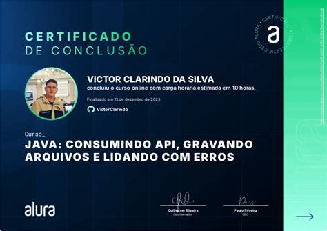 Victor C On Linkedin Victor Clarindo Da Silva Curso Java Consumindo Api Gravando Arquivos E