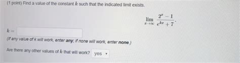 Solved Point Find A Value Of The Constant K Such That Chegg Com