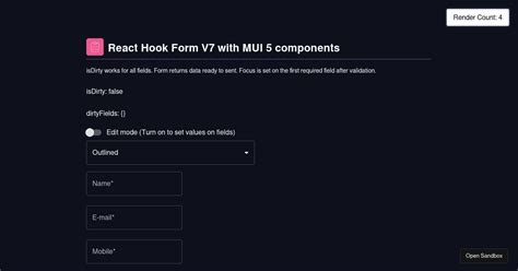 React Hook Form Mui 5 V7 Controller Ts Codesandbox