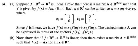 solved 14 a suppose f r→ r² is linear prove that there