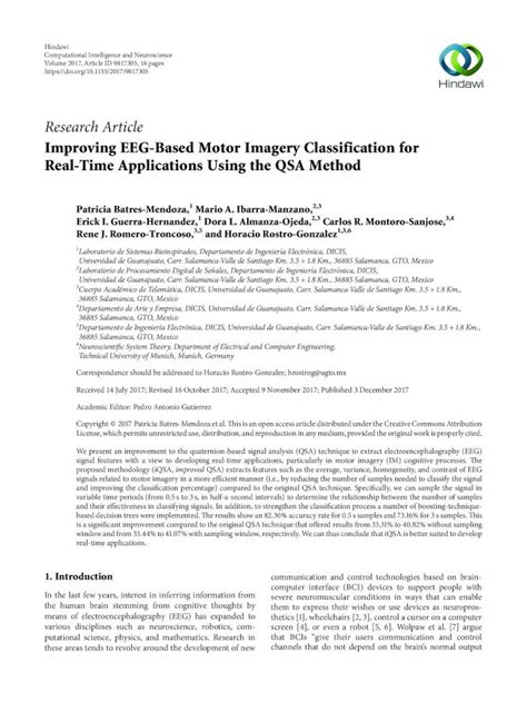 Pdf Improving Eeg Based Motor Imagery Classification For Real
