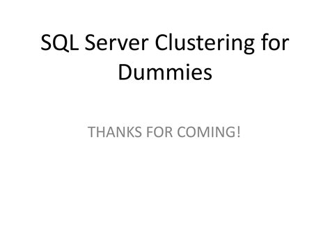 Sql Server Clustering For Dummies Pdf