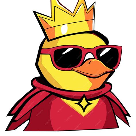 Duck Sunglasses Crown Cape Aura Of A King Vector Illustration Premium