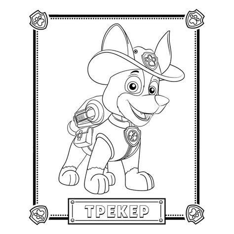 Раскраска Трекер из Щенячего патруля распечатать раскраски для детей
