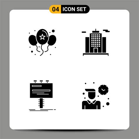 Stock Vector Icon Pack Of 4 Line Signs And Symbols For Balloons