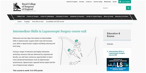 Rcs England Intermediate Skills In Laparoscopic Surgery Course 14th